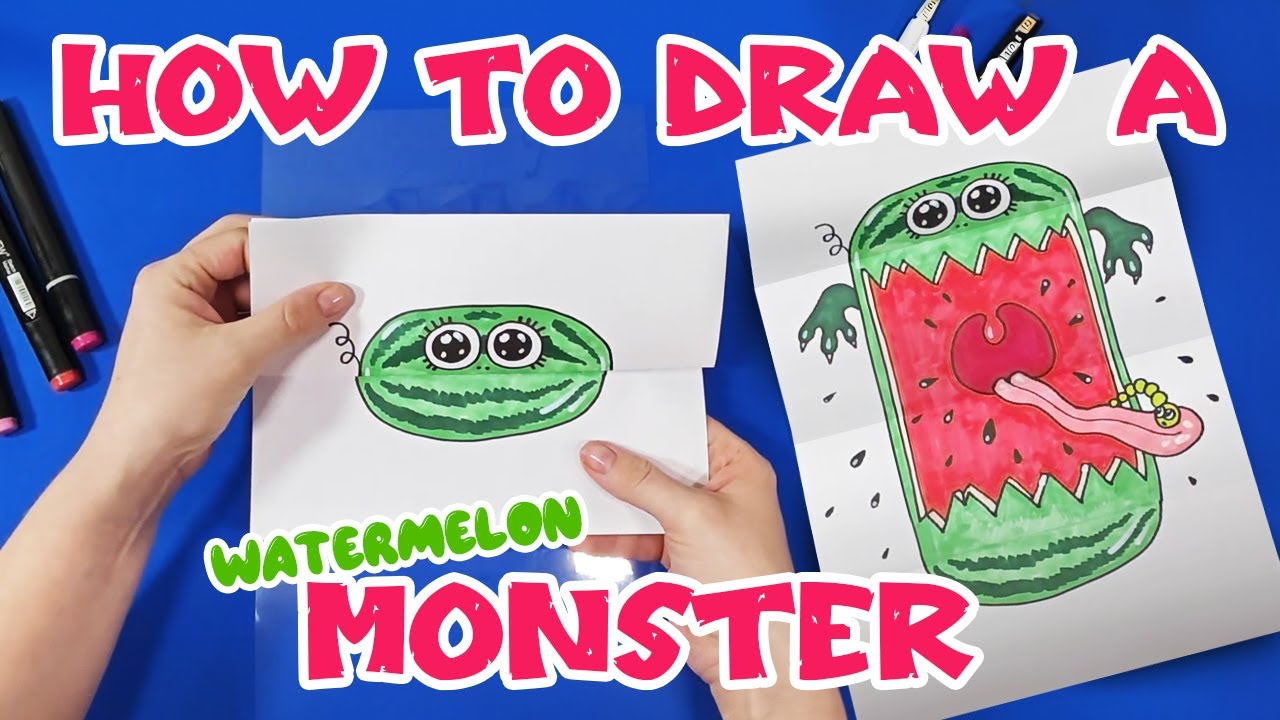 How To Draw A Watermelon Monster Crazy Folding Surprise Youtube