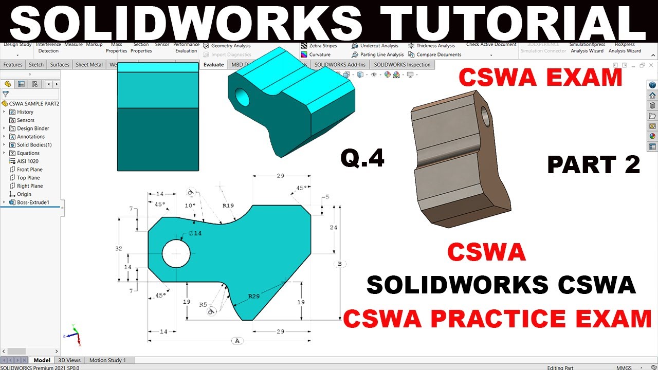 Solidworks Tutorial Cswa Practice Sample Exam Part2 Youtube