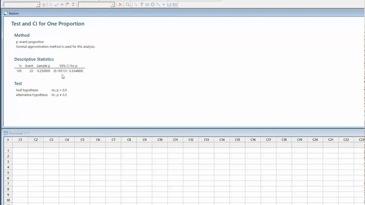 Minitab 18 Calculating A Confidence Interval For A Proportion Youtube