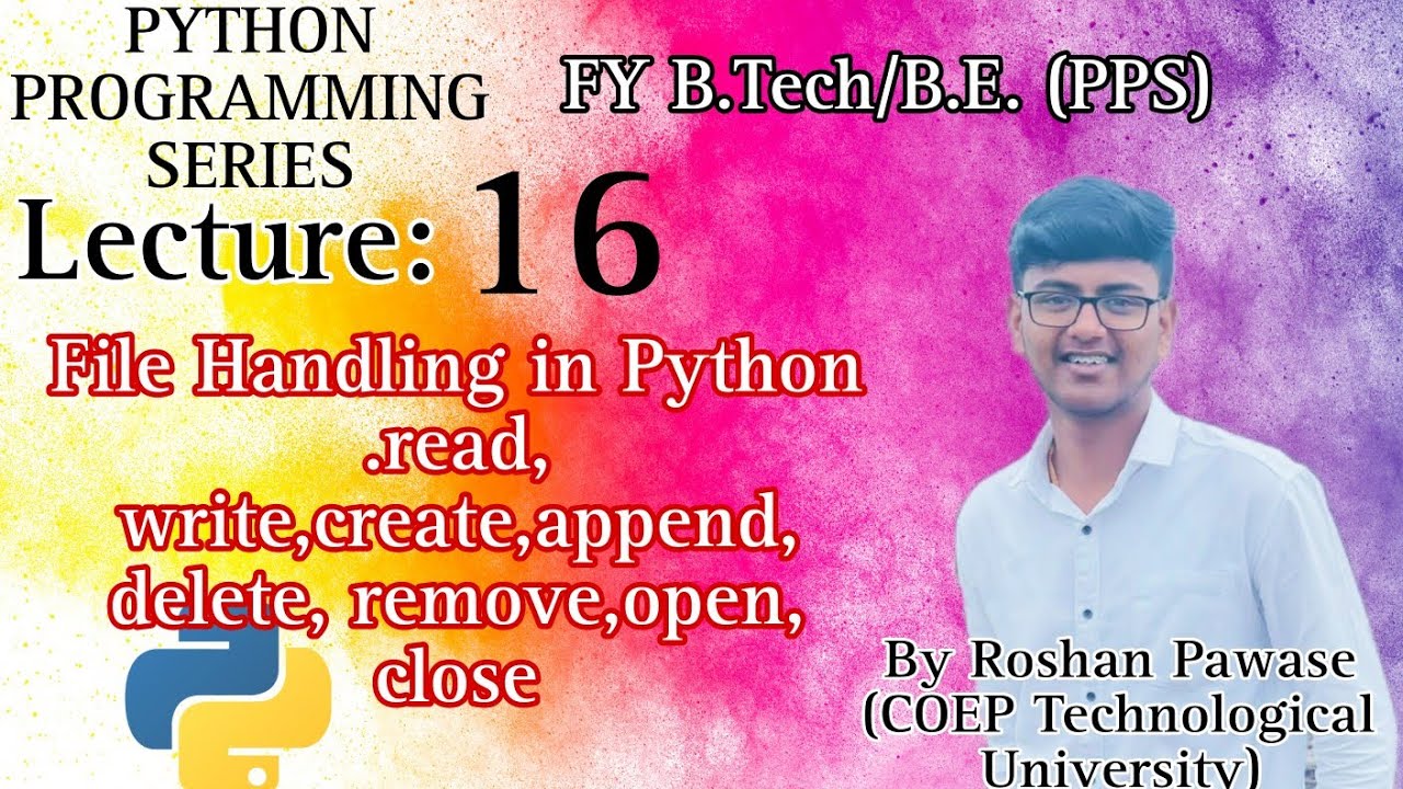 Python Programming Lecture 16 Youtube