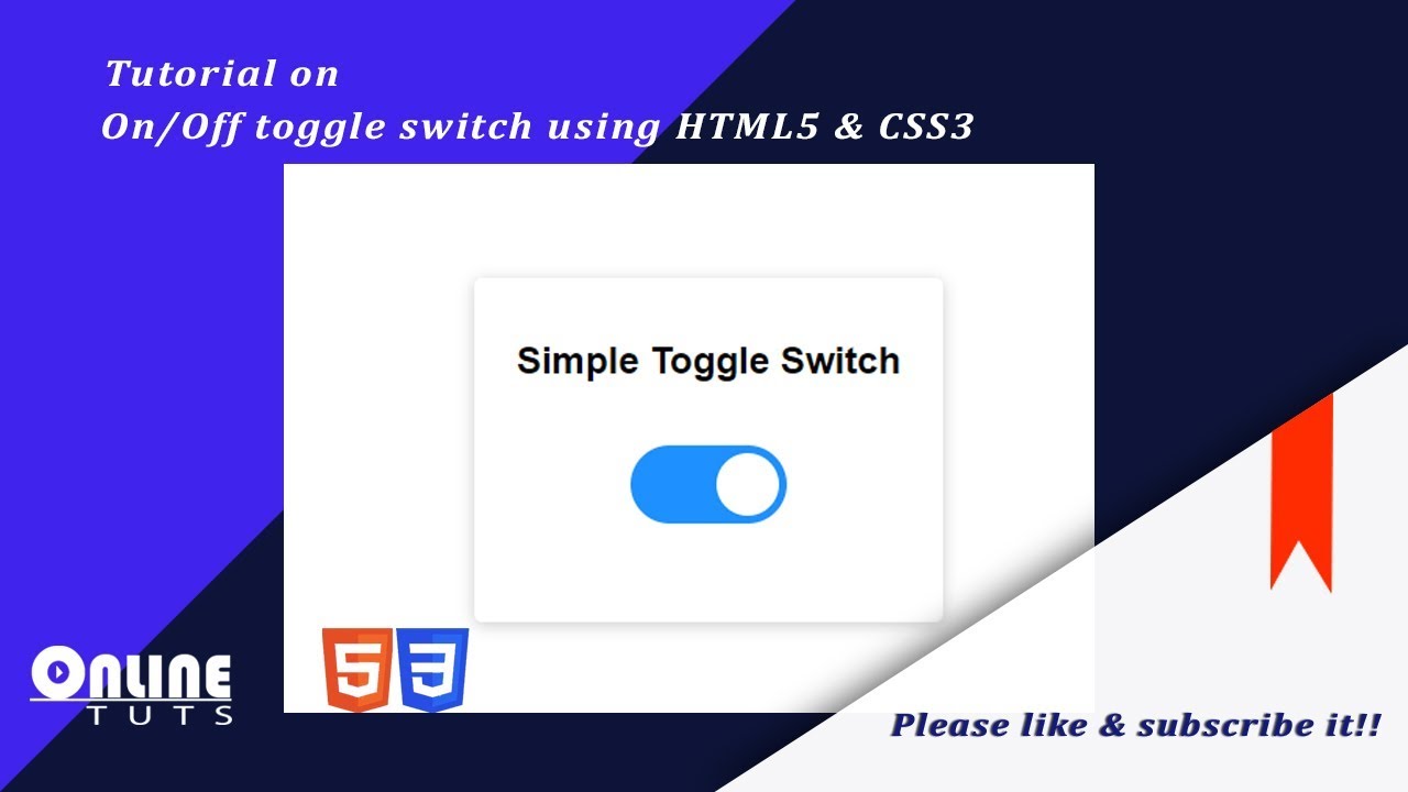 Simple Toggle Switch On Off Button Using Html And Css Youtube