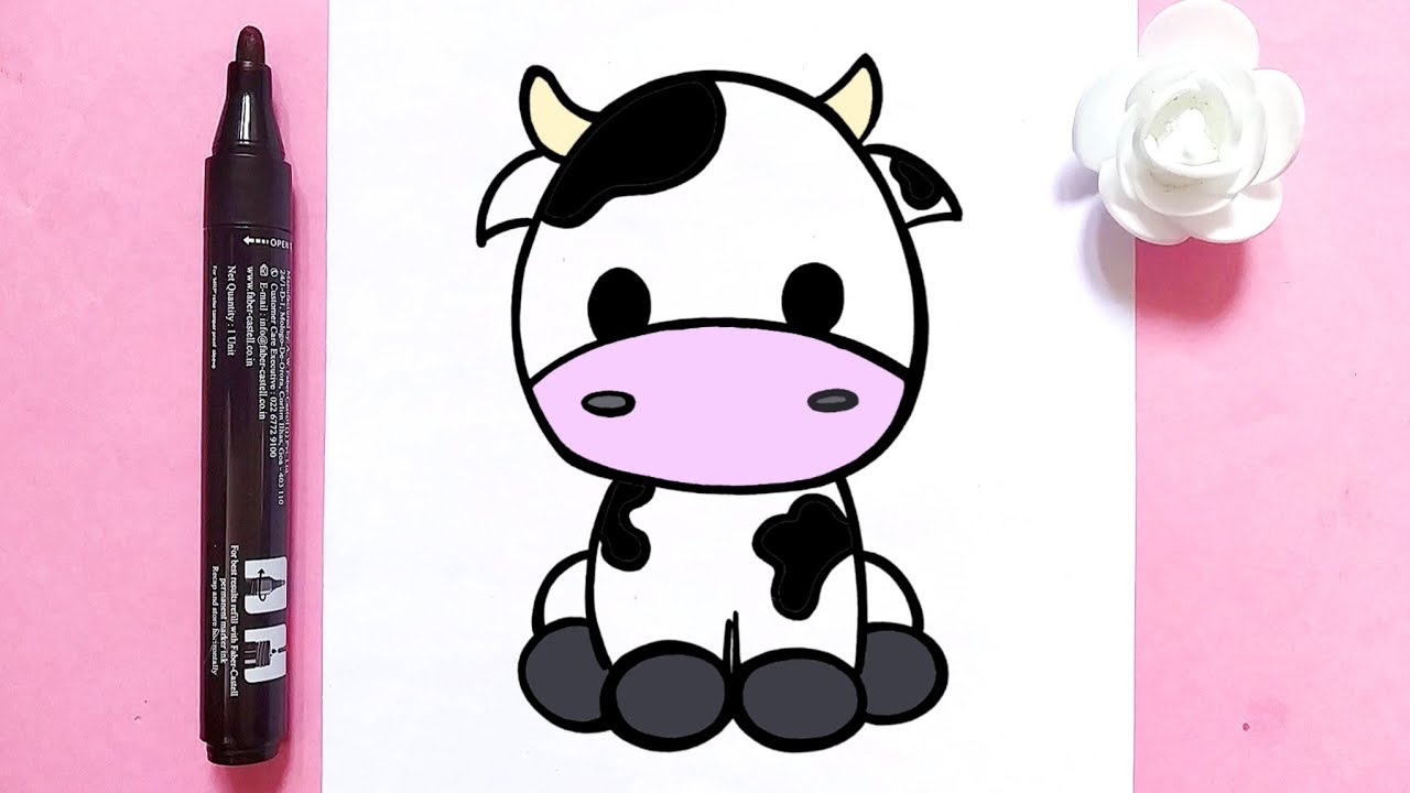 How To Draw A Cute Cartoon Cow Cute And Adorable Cartoon Baby Highland