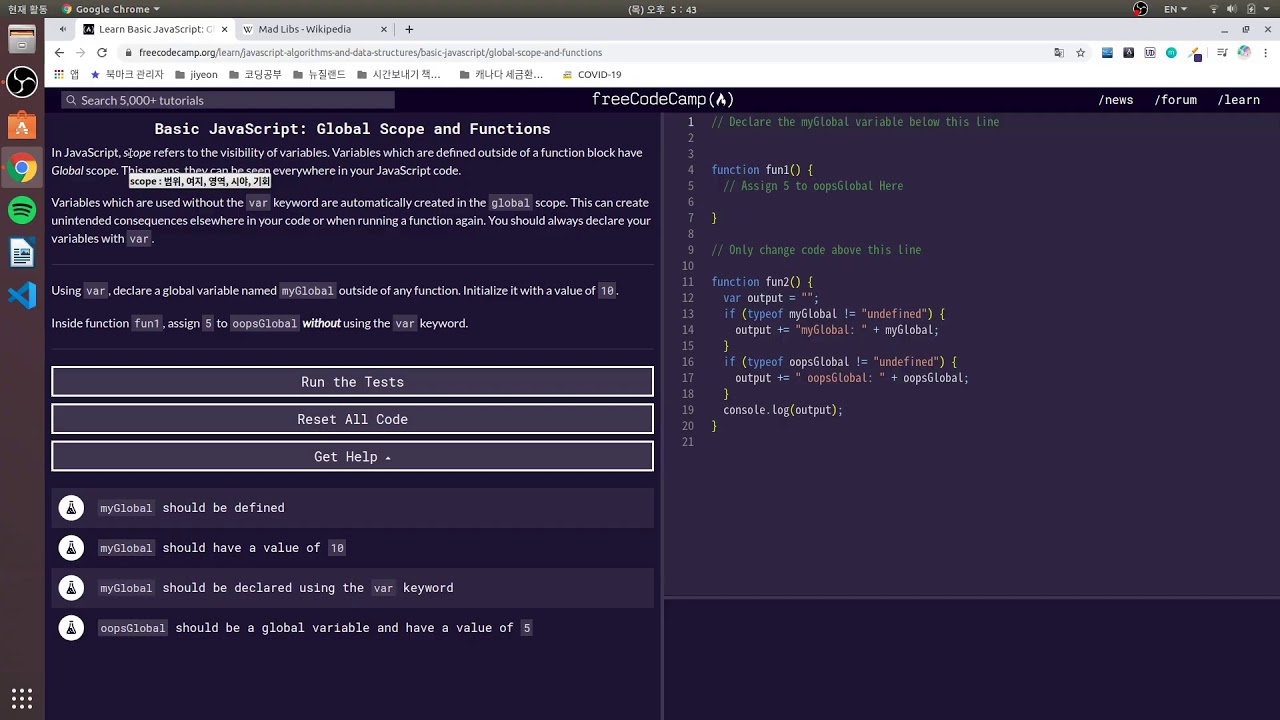 Freecodecamp Curriculum Challenge Basic Javascript 1 Youtube