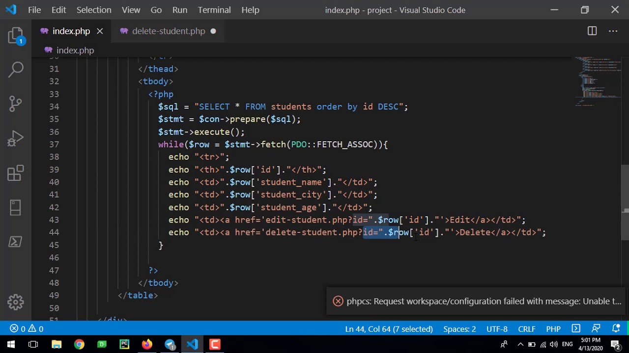 Php Data Object Pdo Crud Project Part 04 Youtube