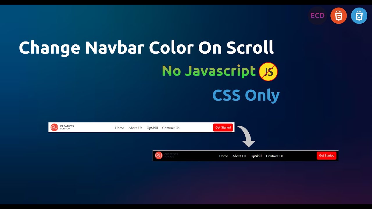 Change Navbar Colour On Scroll With Css Only Sticky Navbar No