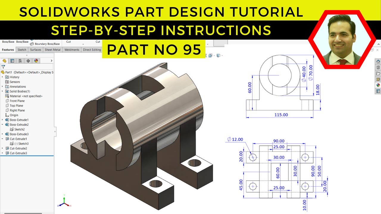 Solidworks Part Design Tutorial How To Create A 3d Part From 2d