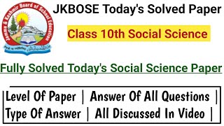 Class 10th Social Science Paper Jkbose 2022 23 Viralshort Jkbose Exam ...