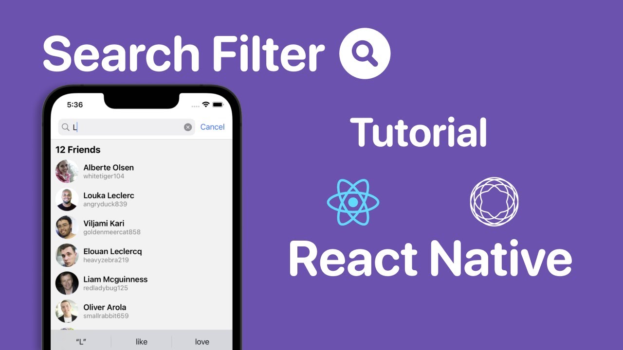 React Native Search Filter Tutorial Youtube
