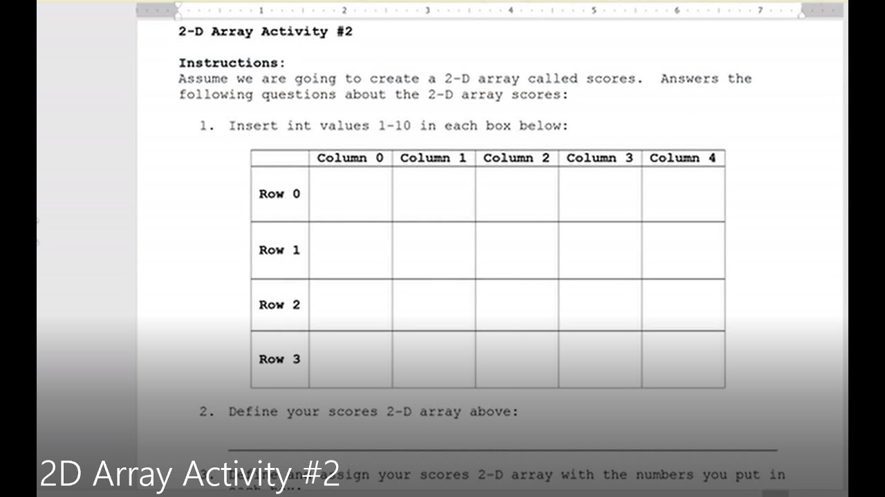Java Lesson 97 Apcsa 2d Array Activity 2 Youtube