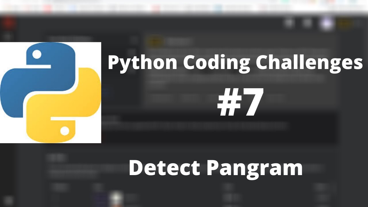 Python Coding Challenge 7 Detect Pangram Youtube