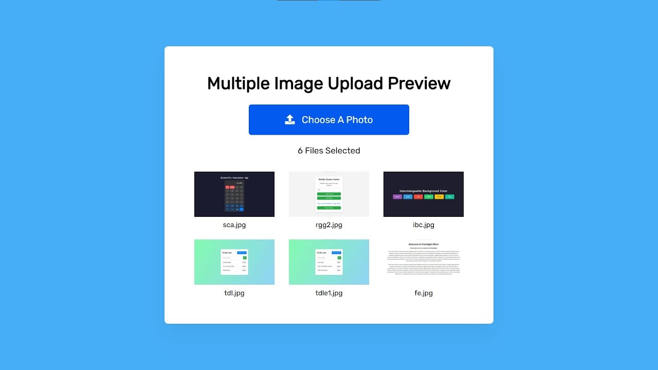 Multiple Image Upload Preview Using Html Css And Javascript With