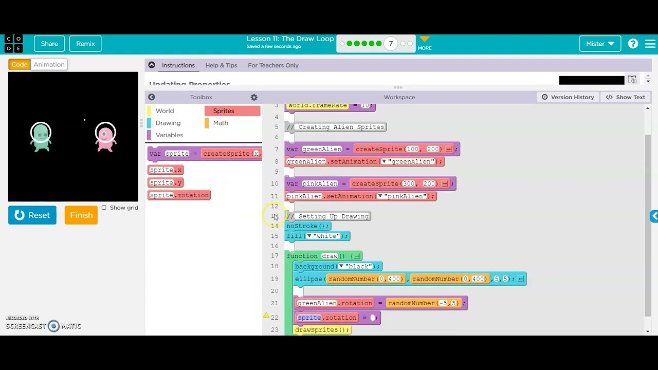 Code Org Lesson 11 The Draw Loop Youtube