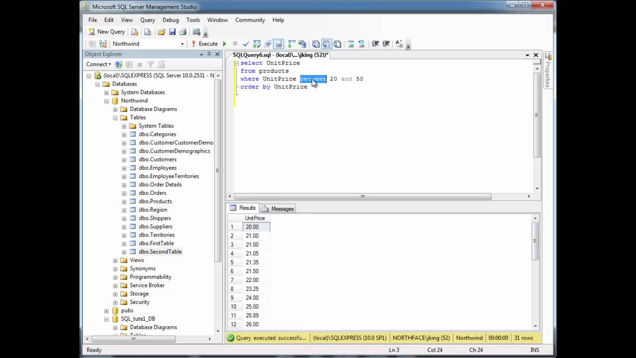 Sql Between Youtube