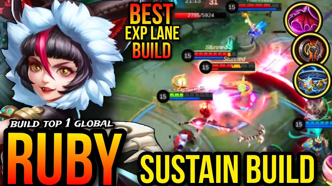 Exp Lane Ruby Best Sustain Build 2024 Top Global Ruby Gameplay