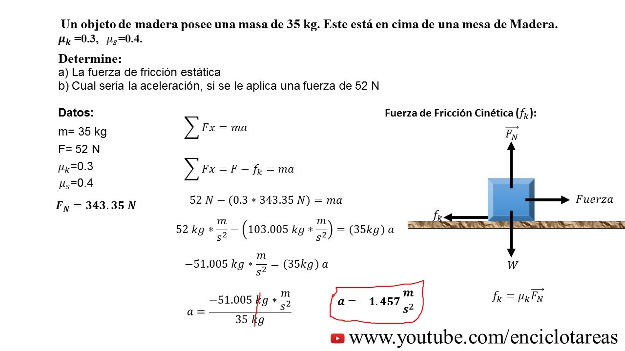 Fuerza De Fricción Ejercicio No 1 Youtube