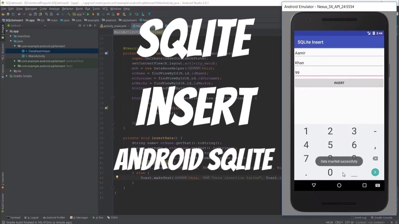 Android Sqlite Tutorial 61 Sqlite Insert Youtube