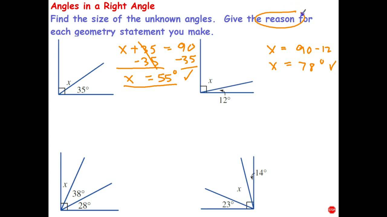 Geometry Fact 1 Angles In A Right Angle Youtube