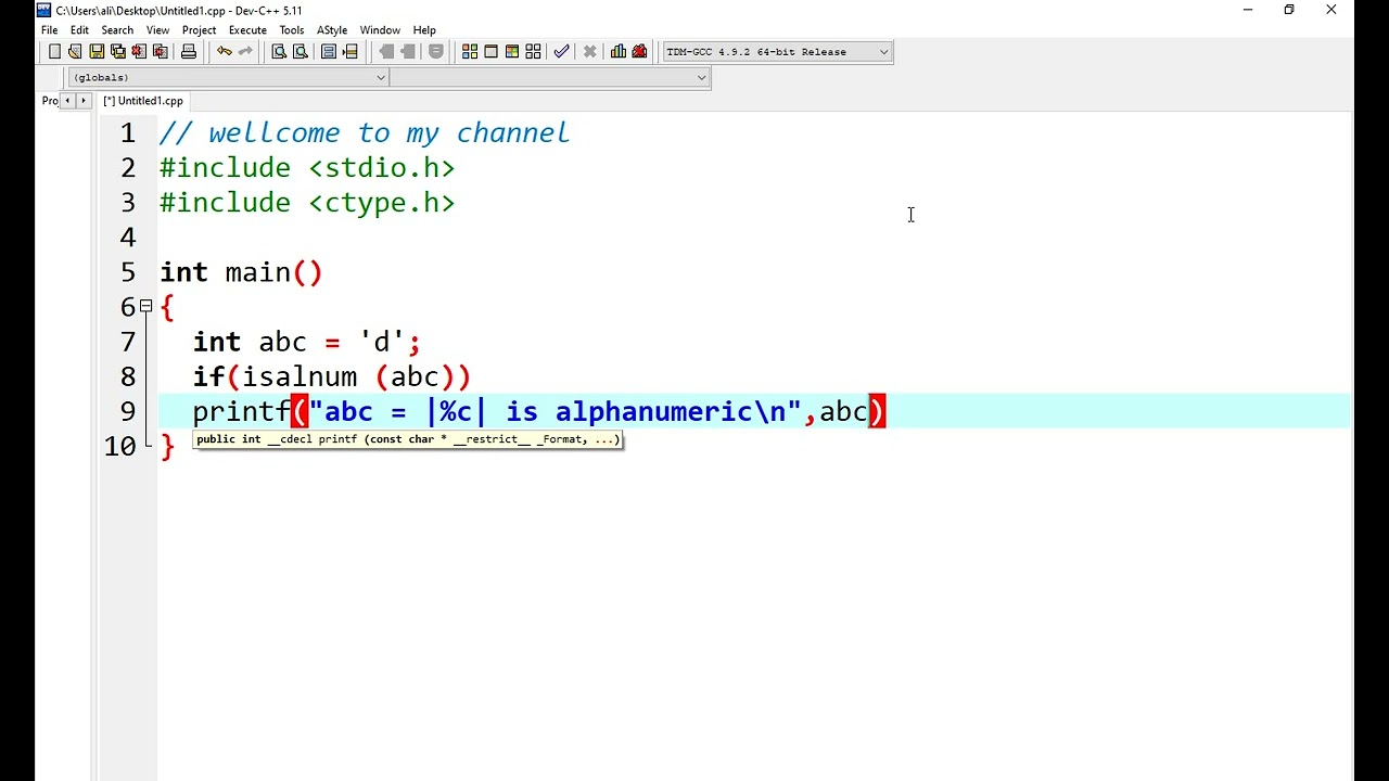 Isalnum Function In C Alphanumeric In C Youtube