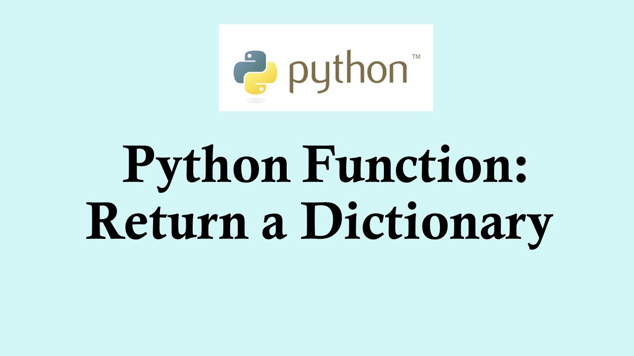 Python Basic Course Function Returning A Dictionary Youtube