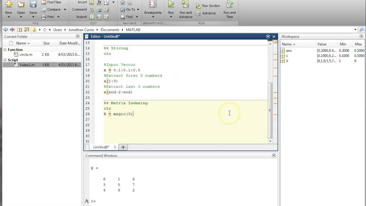Matlab Introduction Array Indexing Youtube