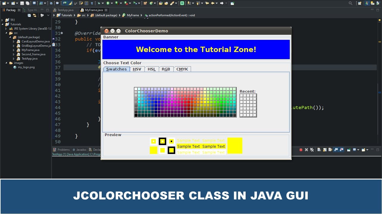 Java Gui Tutorial 29 Adding A Color Chooser In Java Gui Using Swing