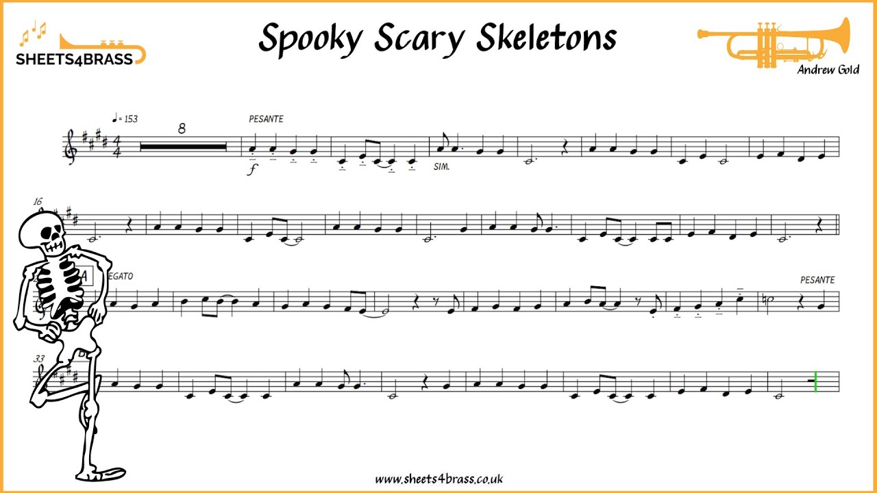 Spooky Scary Skeletons Trumpet Solo With Sheet Music And Play Along
