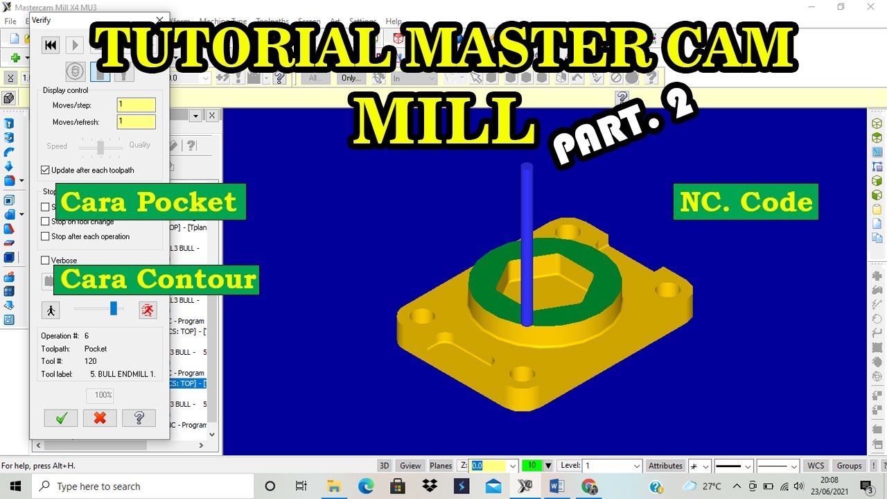 Part 2 Tutorial Mastercam Mill Youtube