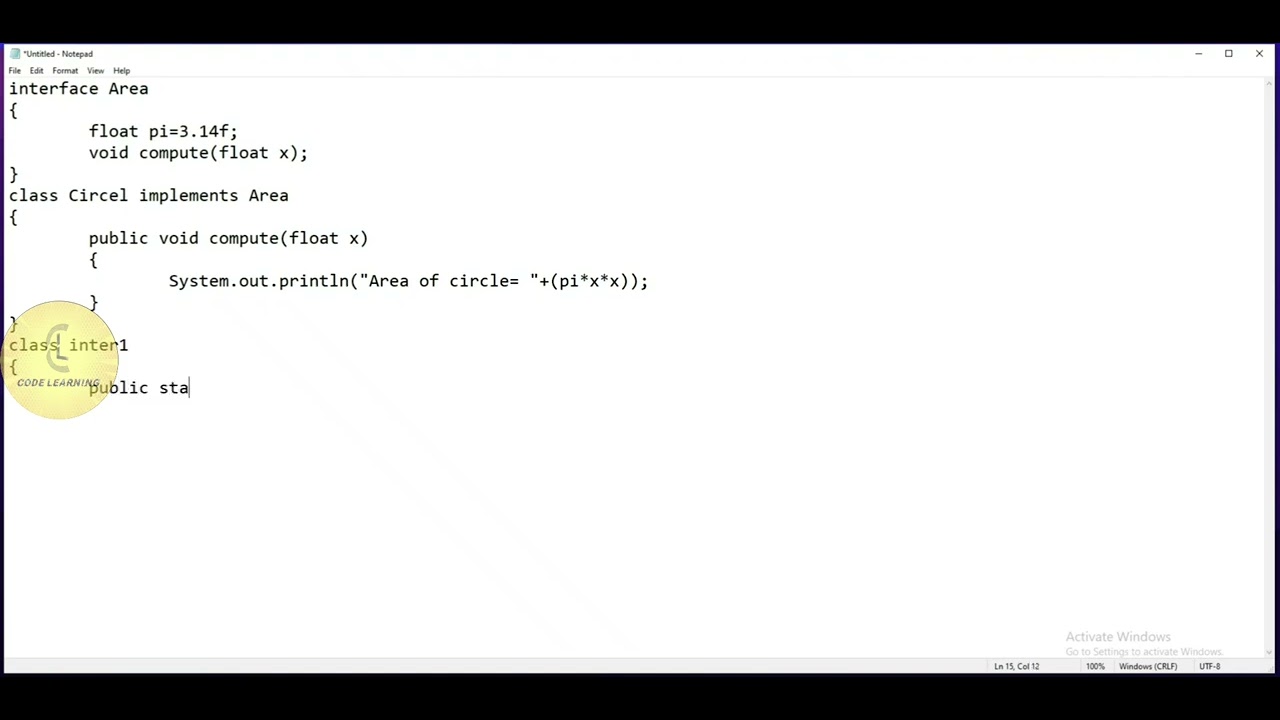 Java Interface Codelearning Youtube