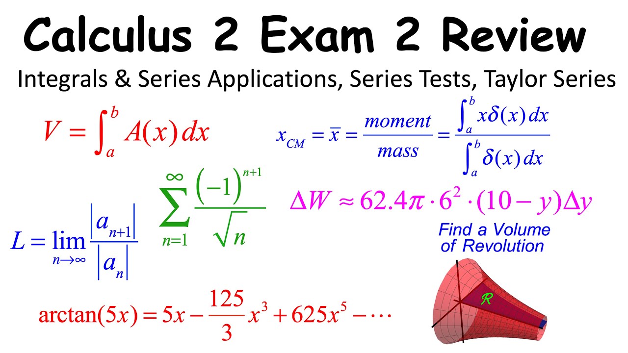 Calculus 2 Exam 2 Review Problems And Solutions Integral Applications