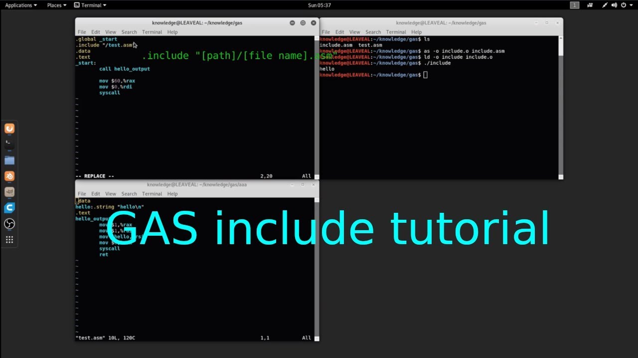 Gas X64 Gnu Assembler Include Tutorial In Linux Youtube