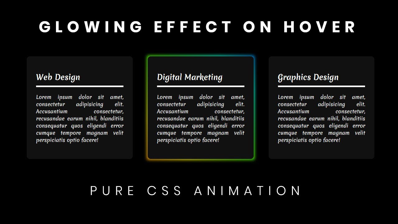 Pure Css Glowing Effect On Hover Glowing Gradient Hover Effect Youtube