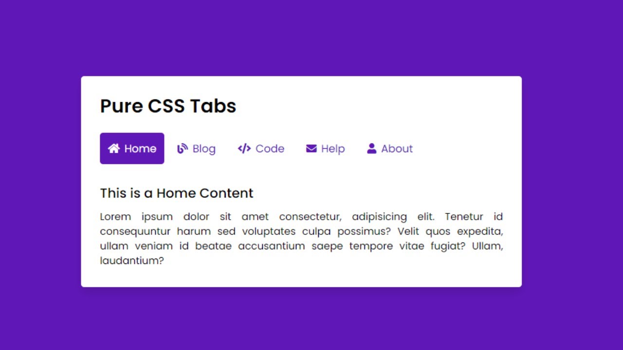 Pure Css Tabs With Slide Indicator Tabs Using Only Html Css Youtube