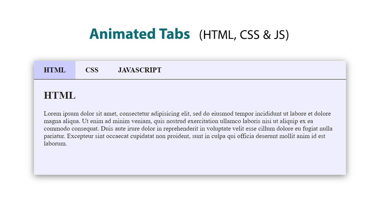How To Create Animated Tabs Using Html Css Javascript Switchable