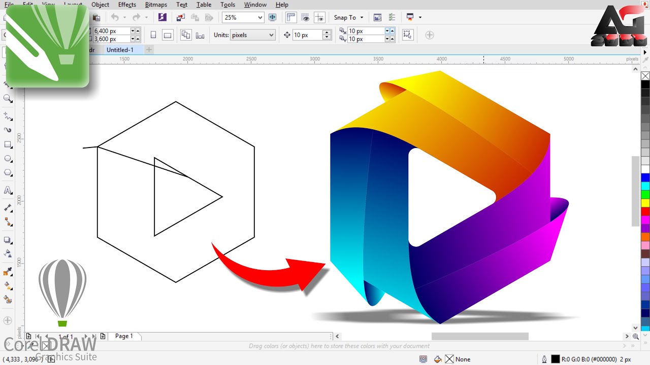 Colorful Polygon Logo Design In Coreldraw Corel Draw Tutorial Youtube