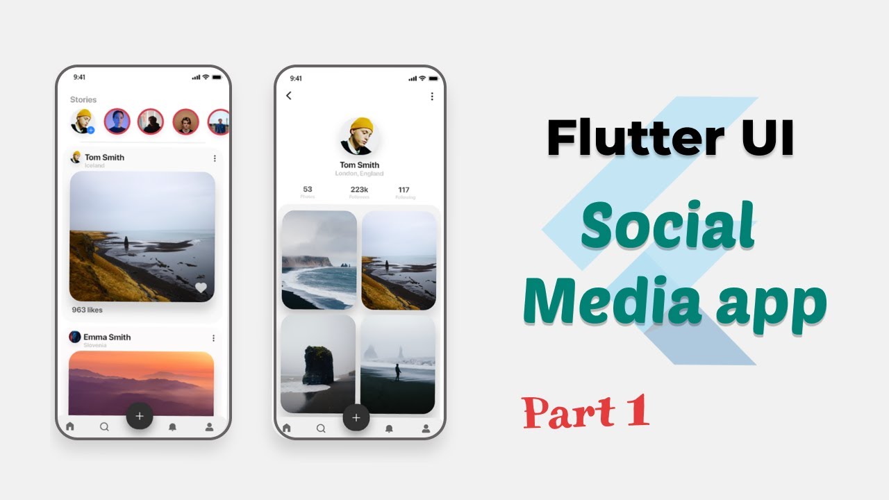 Flutter Social Media Ui Speed Coding Part 1 Youtube