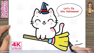 How To Draw A Cute Halloween Kitten Stack Videos For Kids