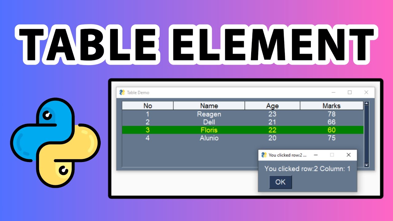 Table Element Gui App With Python Pysimplegui Tutorial 21 Youtube