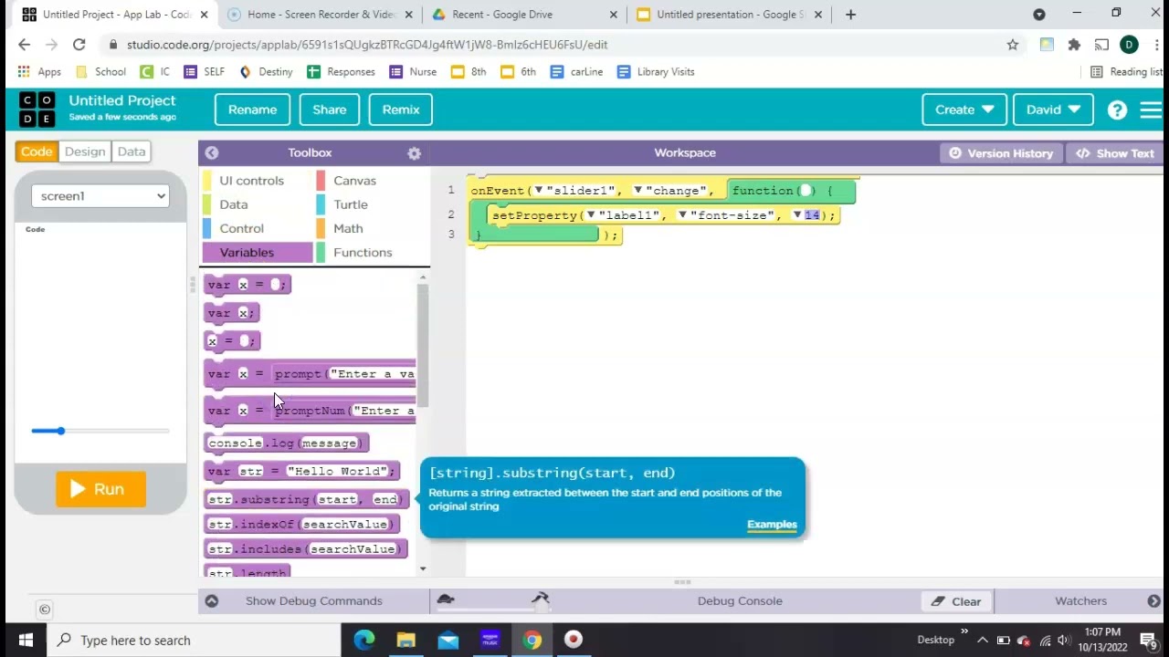 Slider In App Lab On Code Org Youtube