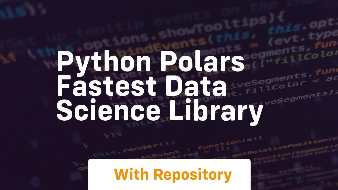Python Polars Fastest Data Science Library Youtube
