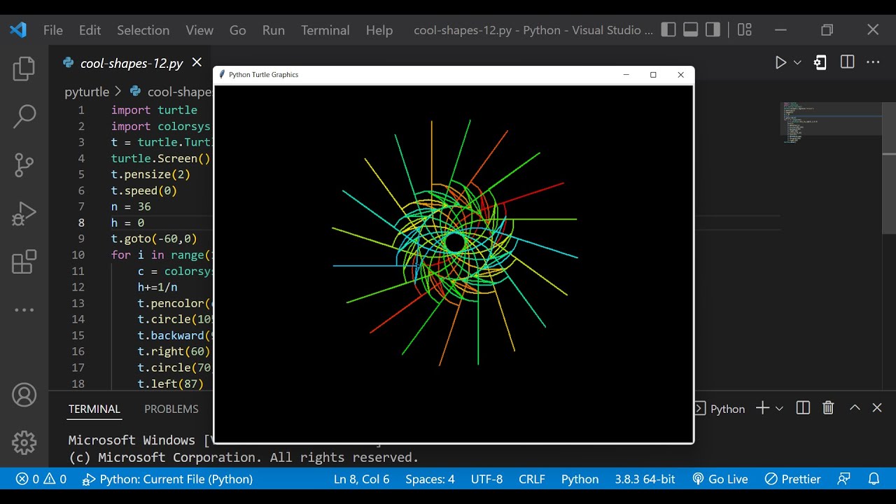 Python Turtle Graphics 21 Cool Shape Drawing Python Turtle Coding