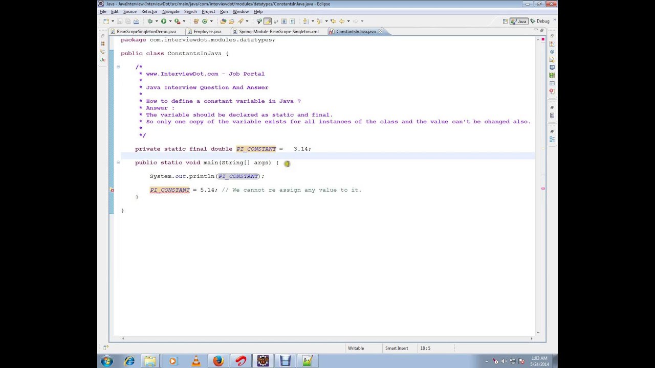 Java Constants Class Example Kristal Corbett