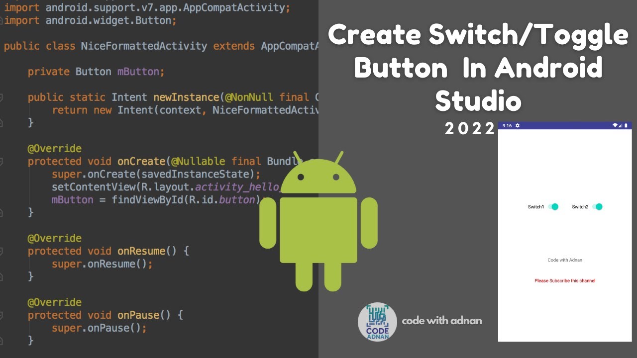 Create Switch Toggle Button In Android Studio Tutorial 2022 Youtube