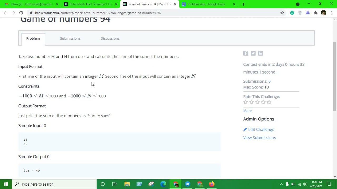Hackerrank Contest Guidelines Mock Contest Youtube