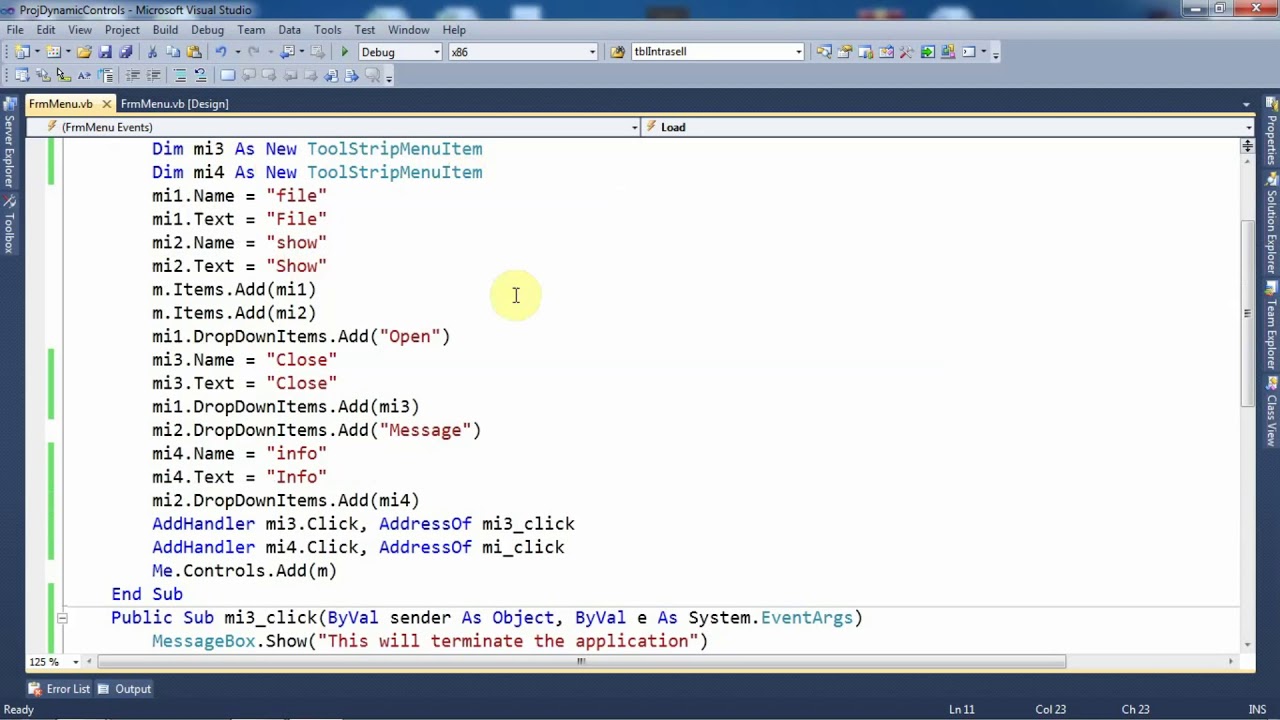 Vb Net Tutorials Add Menustrip Control Dynamically At Runtime