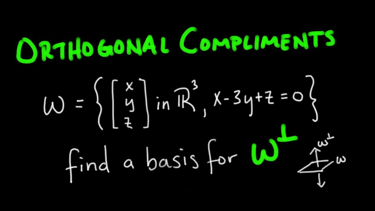 Orthogonal Complements How To Find A Basis For W Perp Passing