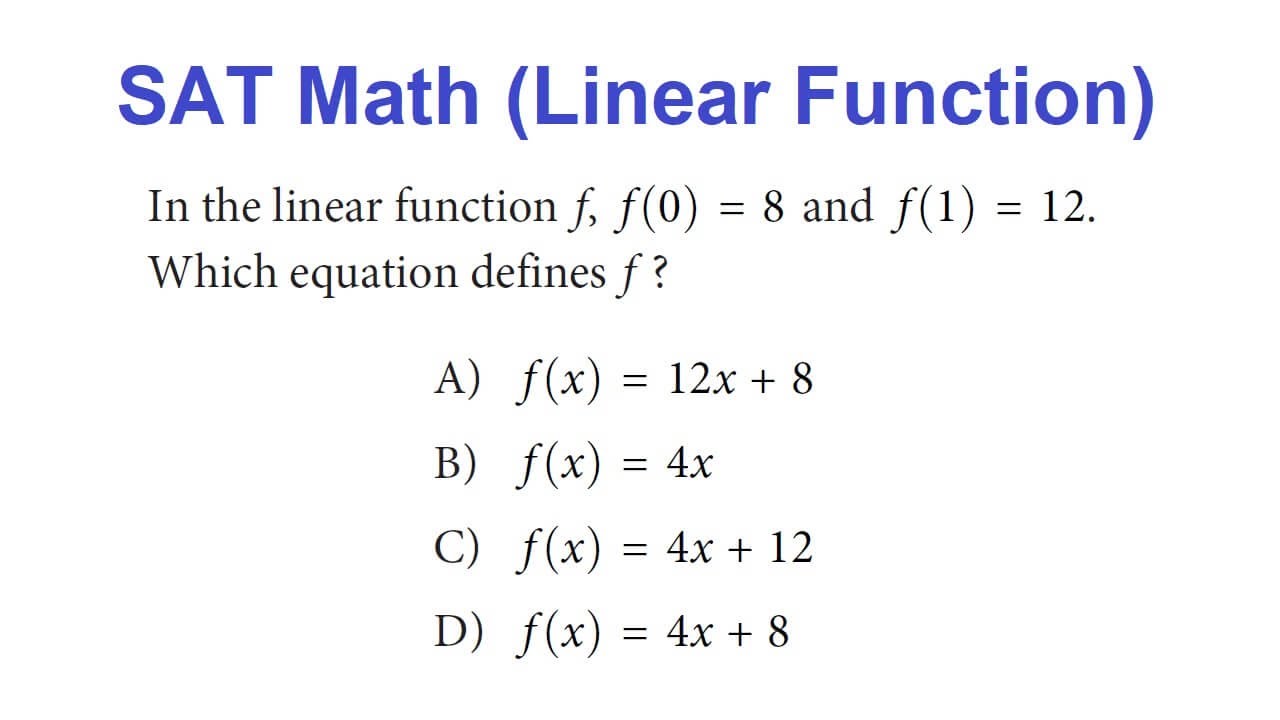 Sat Math Linear Function Youtube