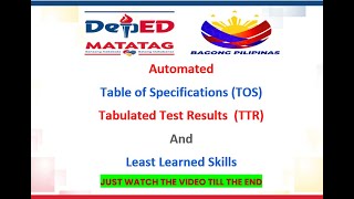 Automated Grade 4 To 10 Table Of Specifications Tos Tabulated Test ...