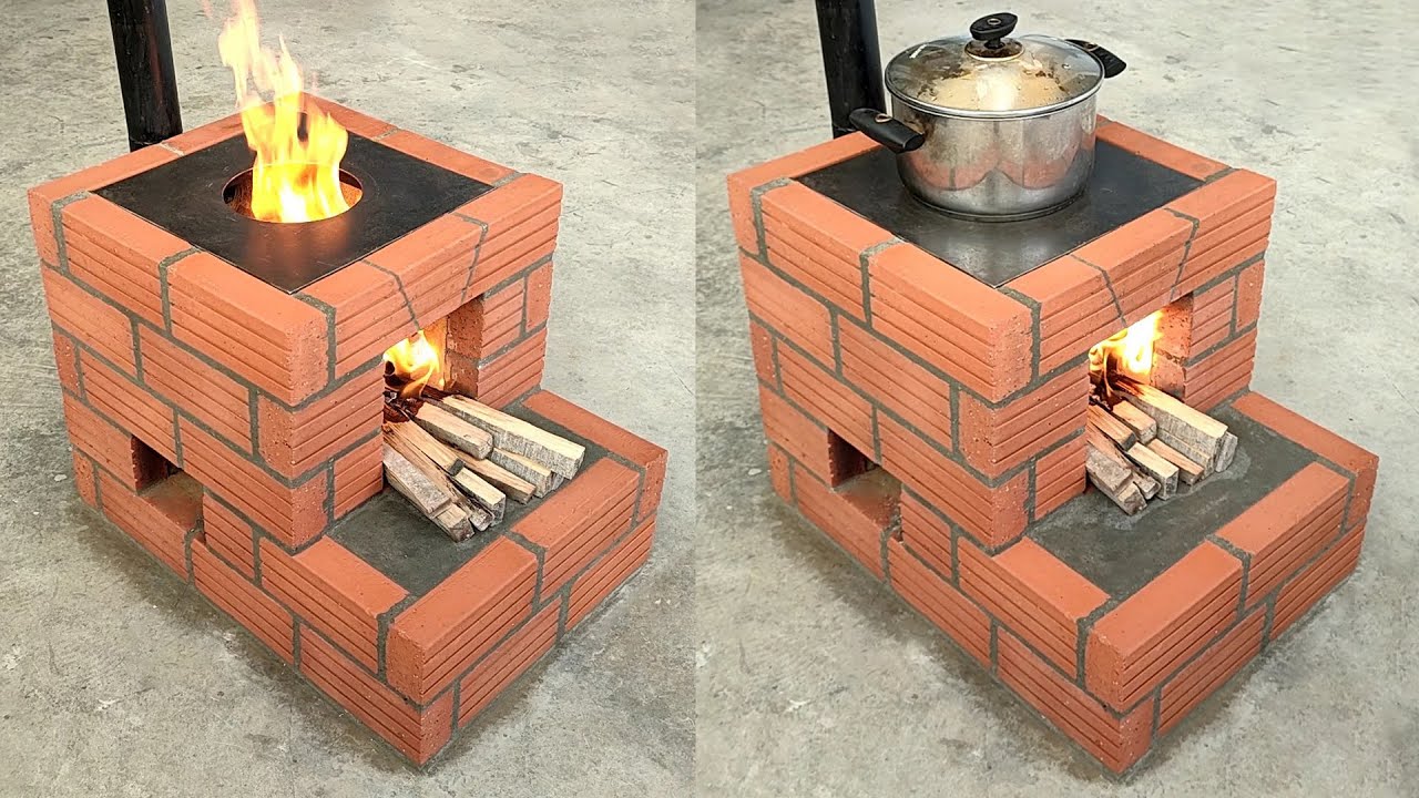 How To Build A Smokeless Wood Stove From Red Bricks Simple But