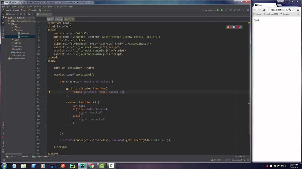 React Js Tutorials For Beginners 7 State 1 Youtube
