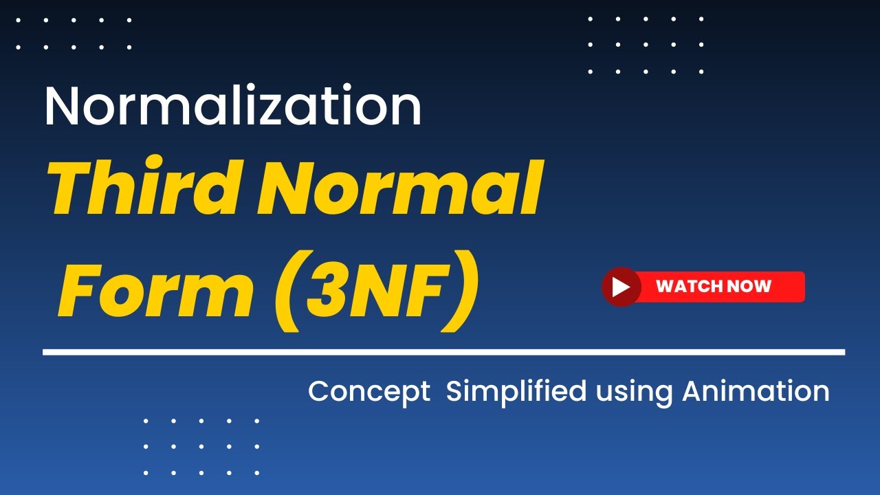 Third Normal Form Normalization Dbms Youtube